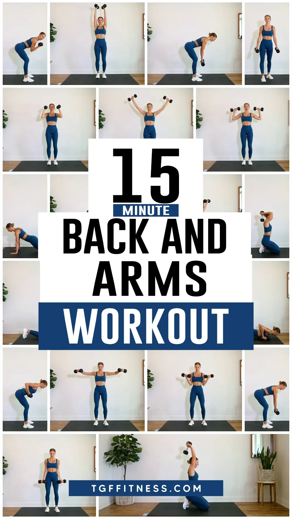Easy 15-Minute Toned ARMS AND BACK WORKOUT AT HOME With Weights